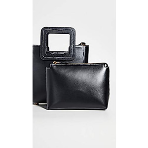 Staud Women's Black Leather Mini Shirley Tote Crossbody Handbag Messenger
