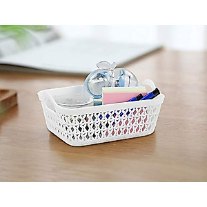 Tstorage Mini Desktop Basket Tray, Plastic Storage Tray Basket with Handles, 12 Packs, F