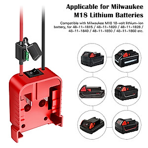 Power Wheels Adapter for Milwaukee M18 Battery Adapter 18V Power Wheels Battery Conversion Kit with Switch, Fuse & Wire Terminals, 12AWG Wire, Power Connector for DIY Rc Car Toys and Robotics