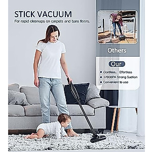 Handheld Vacuum Cleaner Cordless, 15000Pa Powerful Suction Cordless Stick Vacuum, Lightweight Electric Broom Rechargeable Handheld Vac, Portable Hand Held Vacuum for Hardwood Floor Car Pet Hair