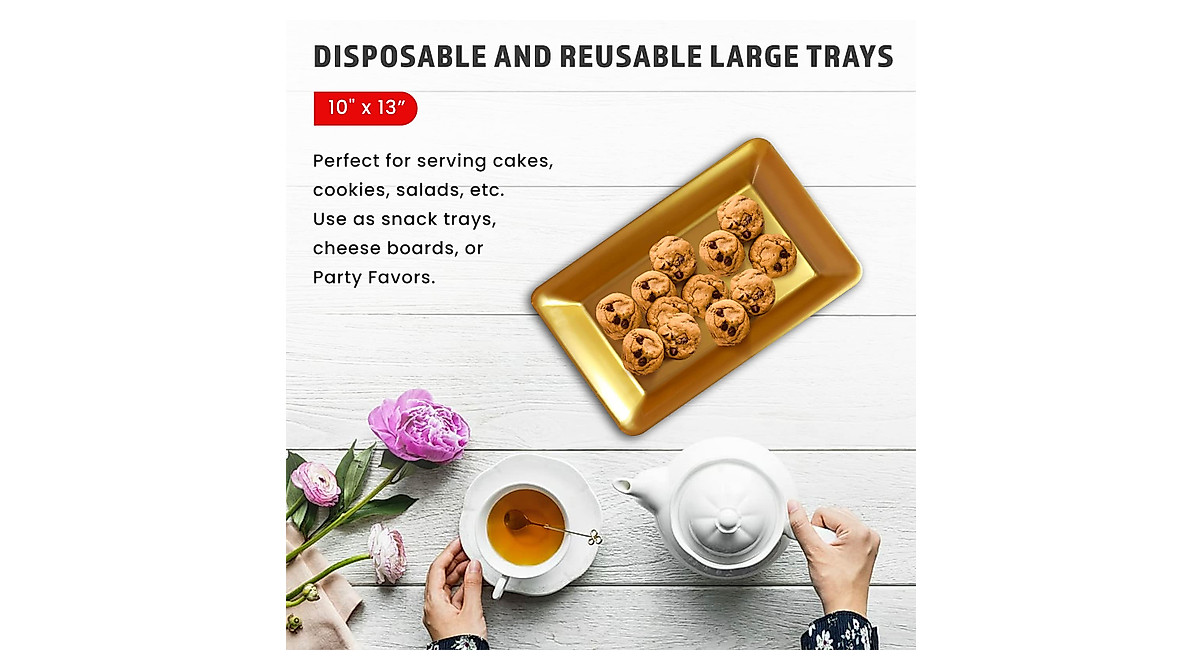 Elegant Gold Serving Tray Set for Parties - 4 Pack