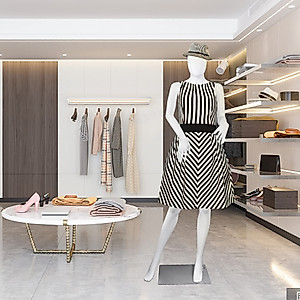 Female Mannequin Full Body Mannequin Torso Dress Form Sewing Dress Model 70 Inches Adjustable Dress Mannequin Clothing Form Plastic Detachable Mannequin Stand Realistic Display Mannequin (White)