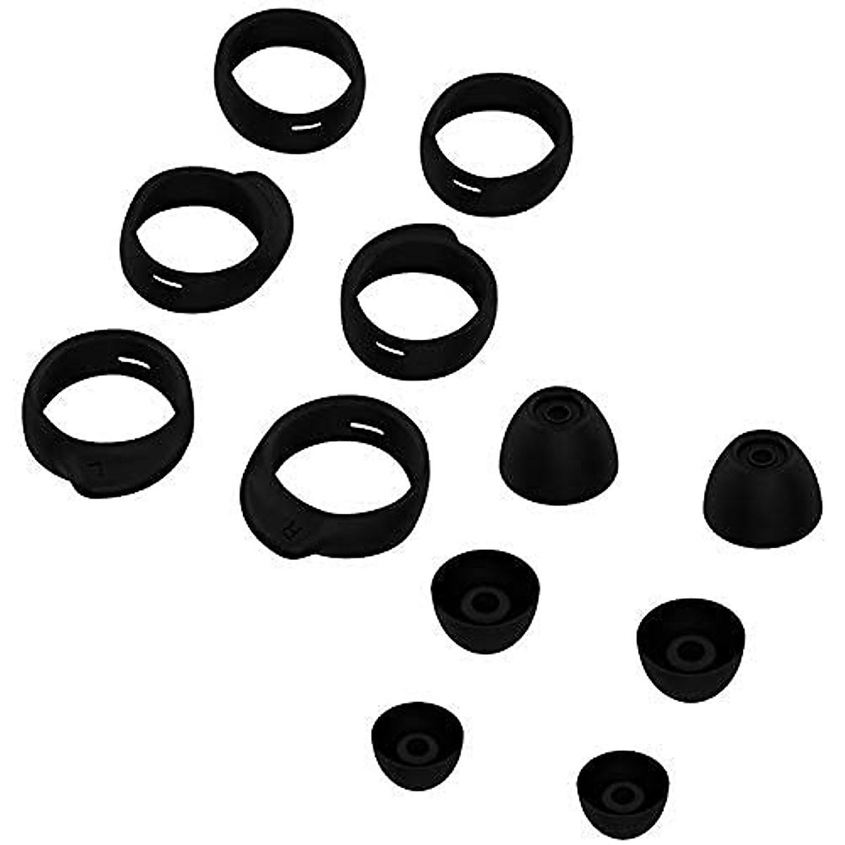 JNSA Replacement Wingtip and Ear Tip Set Compatible with Galaxy Buds/Galaxy Buds Plus (DO NOT Compatible with Galaxy Buds Pro), Wingtips 3 Size 3 Pairs and Ear Tips 3 Size 3 Pairs,Black BWT3PB