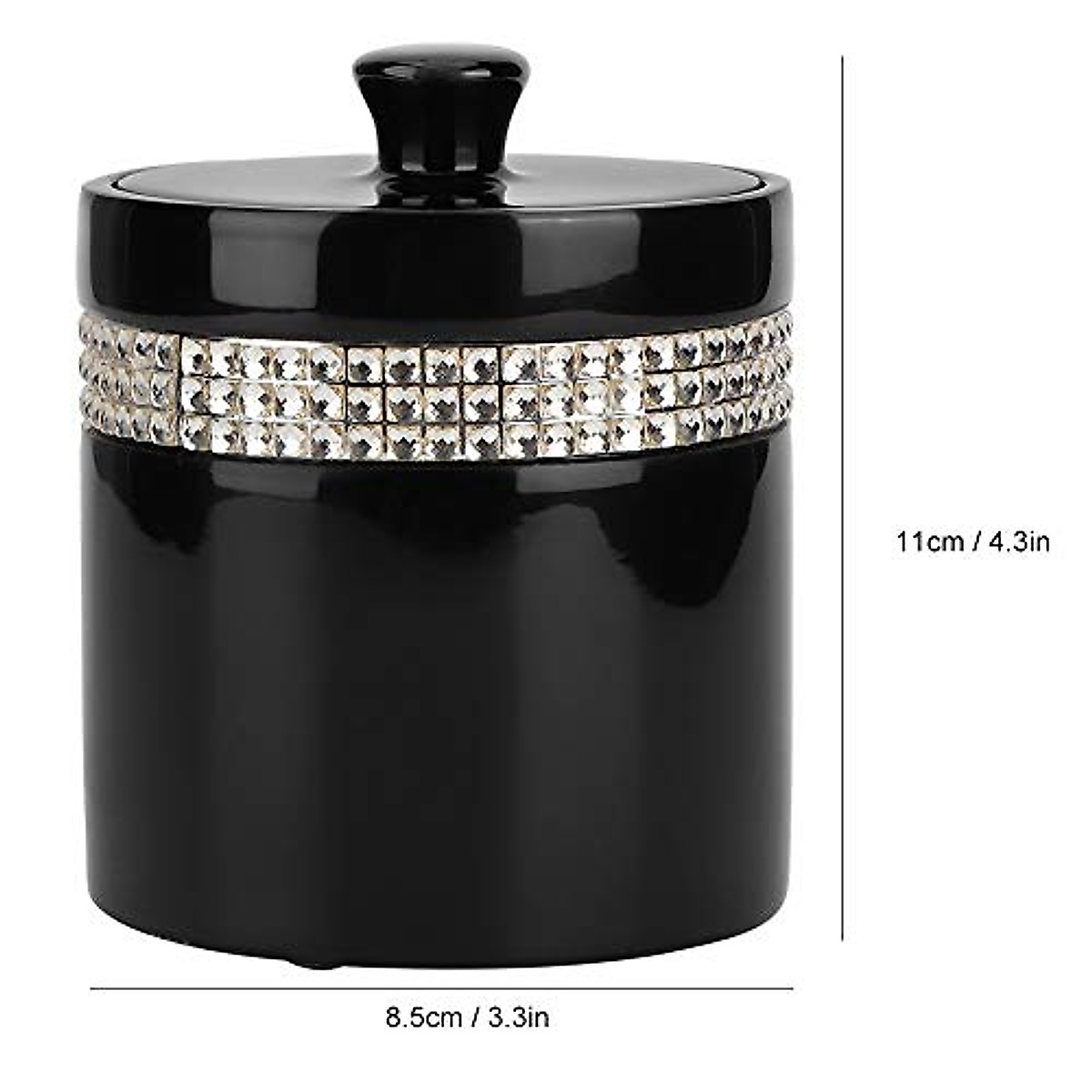 LIZEALUCKY Storage Container with Qtip Holder for Cotton Balls, Cotton Swabs, Round Cotton Pads, Dental Floss, Apothecary Jar(Negro)