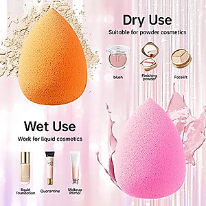 AJOKE 10 Pcs Perfect Makeup Sponge Set Blender Flawless for Liquid, Multi-colored Beauty Makeup Sponges