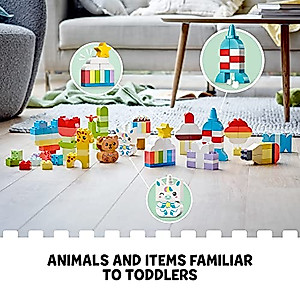 LEGO DUPLO Classic Creative Building Time 10978 Bricks Box, Learning Toy for Toddlers & Kids 18 Months Old, with Unicorn, Heart and Giraffe Toys
