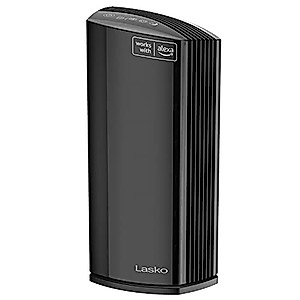 Lasko Smart Air Purifier with True HEPA Filter, Works with Alexa –Removes 99.97% of Smoke, Odors, Pet Dander, Virus Sized Particles, Pollen, Dust and Mold, LP450S, Black– A Certified for Humans Device