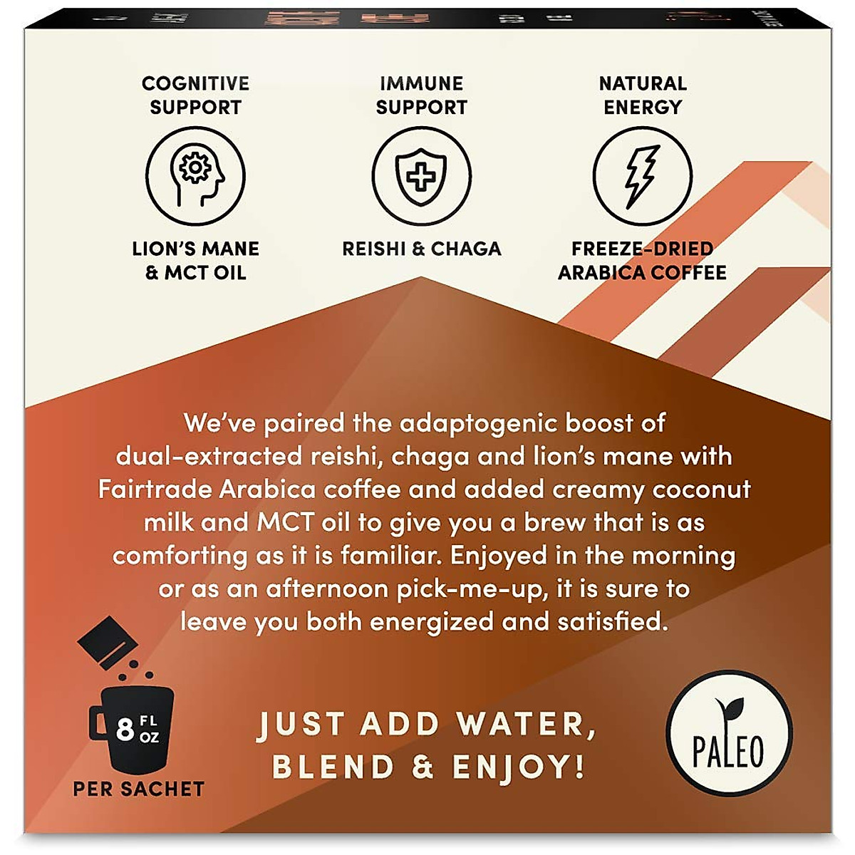 Sun Alchemy Cognitive Coffee with Organic MCT Oil, Fair-Trade Coffee, Lion’s Mane, Reishi & Chaga - 10 Sachets