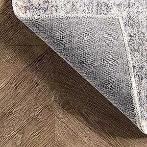 nuLOOM 5x8 Machine Washable Rain Haven Vintage Medallion Area Rug, Peach, Traditional Faded Design, Non-Slip Backing, Stain Resistant, For Bedroom, Dining Room, Living Room, Kitchen