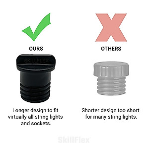 Light Socket Safety Cap Plugs for String Lights, Improved Design, Recessed and Standard Light Sockets (5)