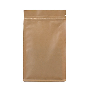 100PCS Brown Kraft Stand-Up Side Gusset Zip Top Lock Bags w/Window 14x24+6cm (5.5x9.4+2.3")