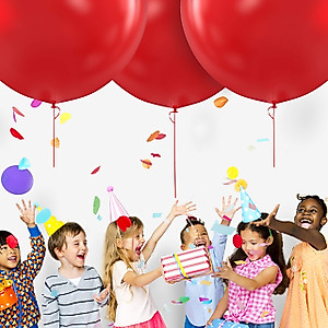 Prextex Red Giant Balloons - 8 Jumbo 36 Inch Red Balloons for Photo Shoot, Wedding, Baby Shower, Birthday Party and Event Decoration - Strong Latex Big Round Balloons - Helium Quality