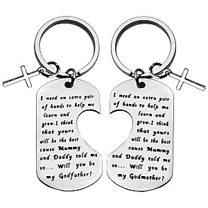 Dabihu Godparent Gifts from Godchild Will You Be My Godmother/Godfather Keychain Set Christening Gift Godparents Announcement Jewelry First Communion Gift for Godmother Godfather Baptism Gift Keyring