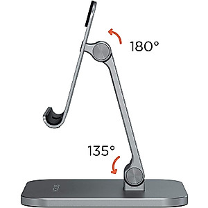 Satechi Aluminum Desktop Stand - Adjustable Tablet Mount with Protective Grips - Compatible with All iPad and Tablet Models, iPad Pro M2/ M1, iPad Air M1, iPad Mini, iPhone 16/15/14/13/12 and More