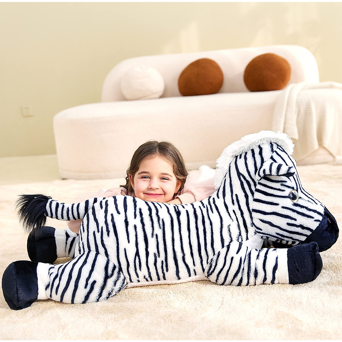 IKASA Large Zebra Stuffed Animal Plush Toy,30" Giant Zebra Cute Jumbo Soft Toys,Huge Big Size Plushy Fluffy Fat Oversized Plushie,Gifts for Kids