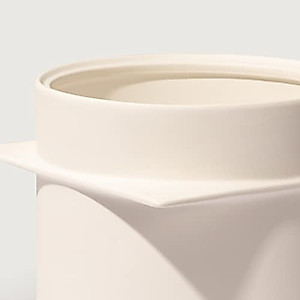 Plant Pot Ceramic 7 inch - Round Classic Planter with Tray for Indoor Outdoor Plants Flowers Herbs - Plants Not Included (White)