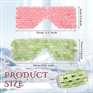 Hicarer 2 Pcs Jade Eye Mask Rose Green Jade Stone Eye Mask Facial Cooling Mask for Alleviate Puffiness Massage Relax Wrinkles Relieve Migraine Meditation Beauty