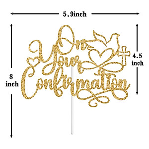 On Your Confirmation Cake Topper, First Holy Communion, My Baptism Day, Bridal Shower/Wedding/Baptism/Christening Baby Shower Party Decorations, Gold Glitter