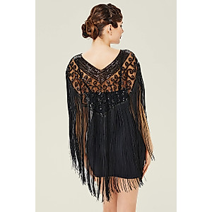 BABEYOND 1920s Shawl Wraps Long Fringed Evening Cape Sequin Beaded Party Shawl