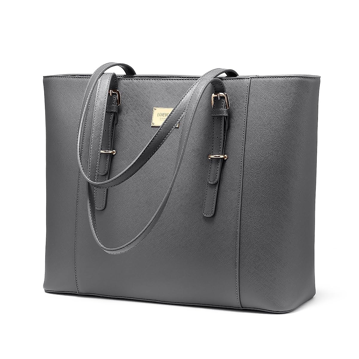 Laptop Bag for Women Large Office Handbags Briefcase Fits Up to 15.6 inch (Updated Version)-Grey