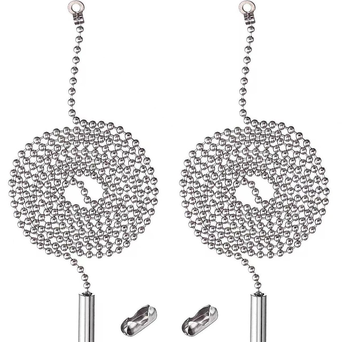 2 Pack Pull Chain String Extension with Connector for Ceiling Fan Light Fixture Light Bulb, 304 Stainless Steel Switch Chain Extender,1 Meter Length