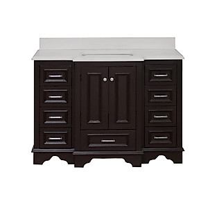 Nantucket 48-inch Bathroom Vanity (Quartz/Chocolate): Includes Chocolate Cabinet with Stunning Quartz Countertop and White Ceramic Sink