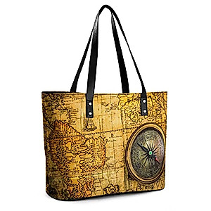 Womens Handbag Compass Leather Tote Bag Top Handle Satchel Bags For Lady