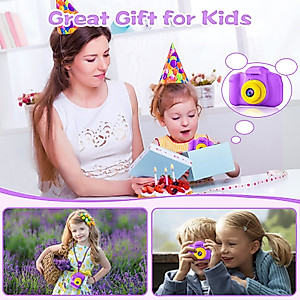 PROGRACE K1 Kids Digital Camera, Purple with 32GB Card, Unisex