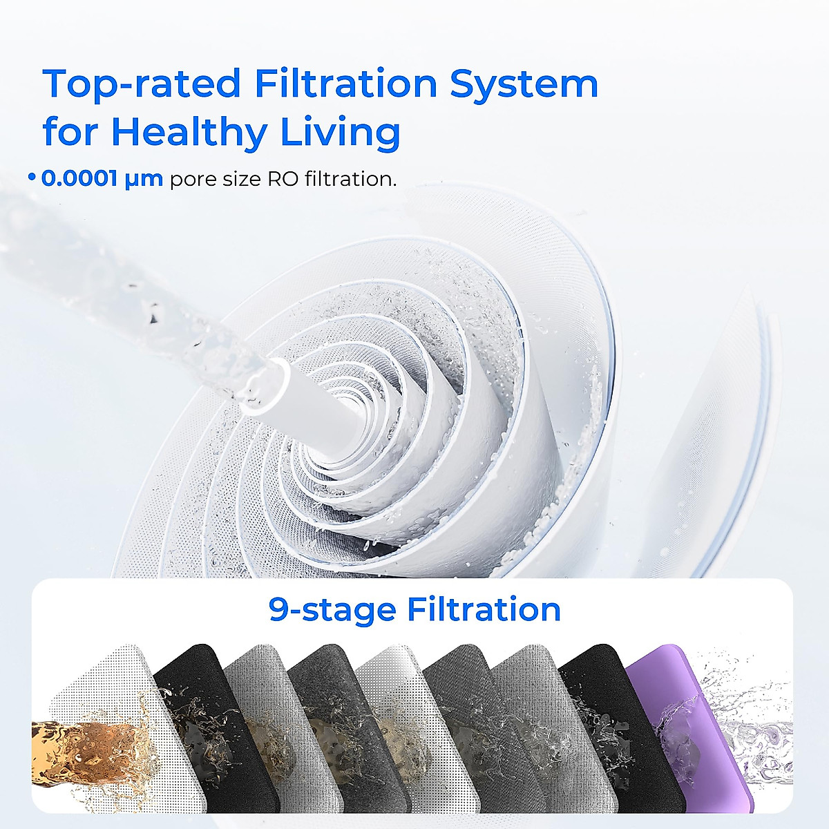 Waterdrop G3P800 Reverse Osmosis System, 800 GPD Fast Flow, NSF/ANSI 42 & 53 & 58 & 372 Certified, 3:1 Pure to Drain, Tankless Under Sink RO Water Filter System, LED Purifier, Smart Faucet