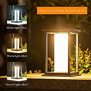 CZLZY Modern Simple Aluminum Square Column Light Solar LED Pillar Lamp Outdoor Post Light Fixtures Waterproof IP65 Courtyard Gate Fence Landscape Light Deck Bollard Light
