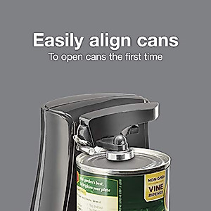 Proctor Silex Power Electric Automatic Can Opener for Kitchen with Knife Sharpener, Twist-off Easy-Clean Lever, Cord Storage, Black (75217PS)