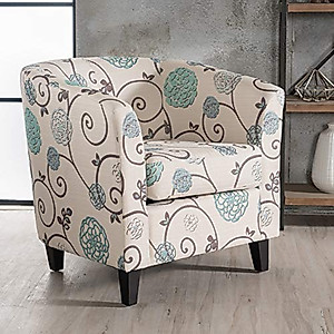 Christopher Knight Home Preston Fabric Club Chair, White / Blue