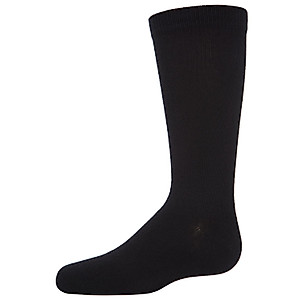 MeMoi Boys' 3 Pair Pack Flat Crew Socks Black 6-7