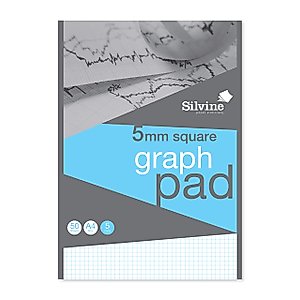 Silvine A4 Professional Graph Pad. 50 Sheets of Quality 90gsm Paper, Printed 5mm Squares. Ref A4GPX