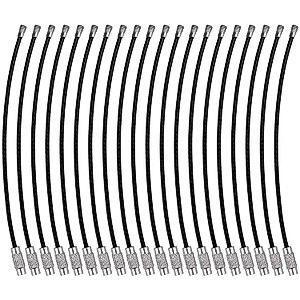 Wisdompro Keychain, 20 Pack of 4.3 Inches Stainless Steel Wire Key Ring Loop 2mm Wire Keychain Cable for Hanging Luggage Tags, Keyrings and ID Tag Keepers - Black