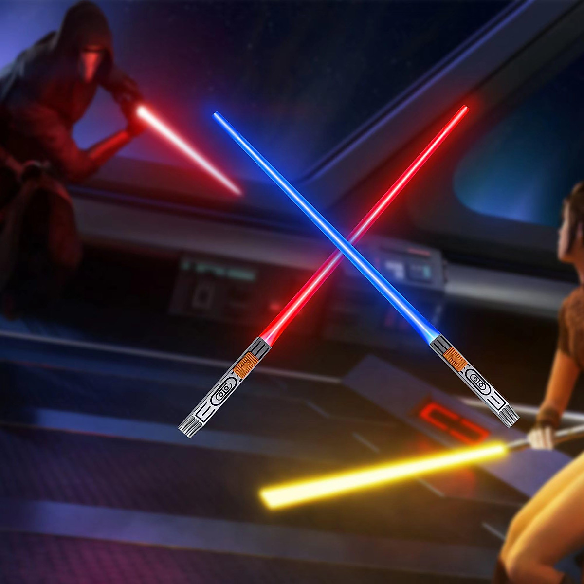 JAVOCO Chopsticks Chopsticks Light Up, LED Glowing Light Saber Chop Sticks, Mini Lightsaber, Cool Chopsticks, Light Saber Chopsticks, Led Chopsticks 2pairs(red&blue)