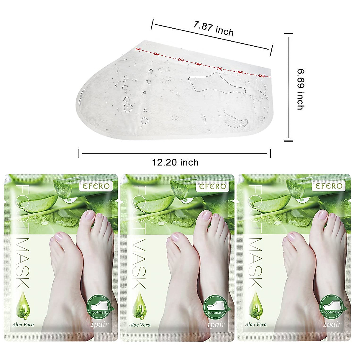 Nado Care Foot Peel Mask - Exfoliating Foot Peeling Masks for Men and Women with Natural Aloe Extract - Repair Rough Heels, Callus and Dry Dead Skin - 3 Pack