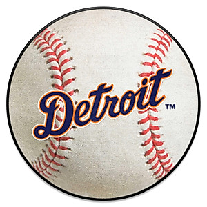 FANMATS 31403 Detroit Tigers Baseball Shaped Accent Rug - 27in. Diameter - Detroit Script Alternate Logo
