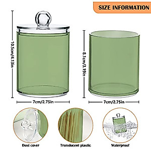 xigua Light Green 2 Pack Qtip Holder Dispenser with Lid,Apothecary Jars Plastic Cotton Swabs Cans Clear Bathroom Storage Canister for Cotton Ball, Cotton Swab, Cotton Round Pads, Floss26