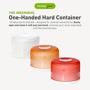 humangear GoTubb | Hard Container | Easy Open | Food-Safe Material, Clear/Orange/Red, Small