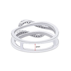 AFFY Sterling Silver Delicate Bypass Infinity Style Vintage Wedding Ring Guard Enhancer with Cubic Zirconia (0.20 cttw) Ring Size-8