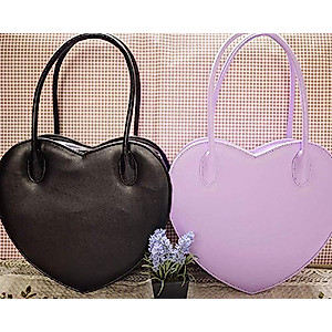 GK-O Fashion Women Heart Shaped Bag Lolita Handbag Clutch Purse Wallet PU Handbag (Black)