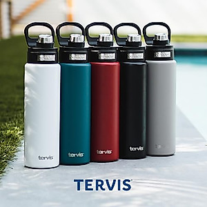 Tervis Powder Coated Stainless Steel Triple Walled Insulated Tumbler Travel Cup Keeps Drinks Cold, 24oz with Deluxe Spout Lid, Deepwater Blue