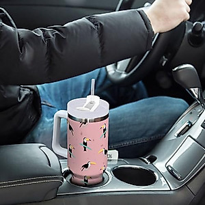 ARGTILDN 40 oz Tumbler Tropical Toucans Birds Insulated Travel Mug with Handle and Straw Lid Stainless Steel Vacuum Coffee Cup Tea Beverage Container Water Bottles for Car Sports office