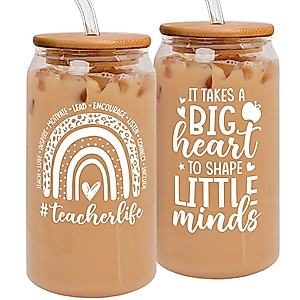 Teacher Appreciation Gifts - Teacher Gifts for Women, Gifts for Teachers Women - Thank You Teacher Gifts, Back To School Day Gifts for Teachers, Teacher Birthday Gifts for Women - 16 Oz Can Glass