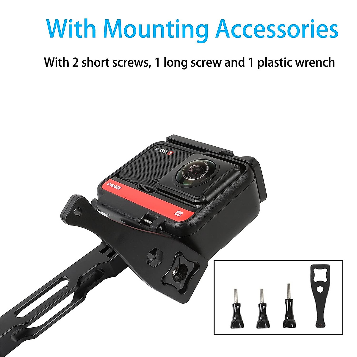 PellKing Black Aluminum Alloy Extension Arm for Insta360 Cameras, 25cm Long