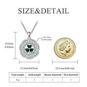 VONALA Clover Necklace with Crystal 925 Sterling Silver Celtic Shamrock Pendant Necklaces Irish Lucky Jewelry St Patricks Day Gifts for Women