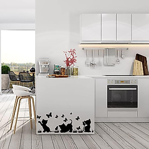 Fun Silhouette Cat Catches Butterfly Kids Baby Room Bedroom Living Room Vinyl Wall Sticker Home Decor