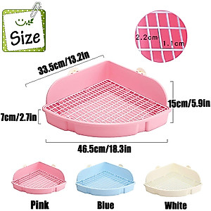 kathson Large Rabbit Litter Box Bunny Corner Toilet Box Potty Trainer Bigger Pet Pan Small Animal Cage Toilet Bedding Box Fanshaped for Adult Guinea Pigs Chinchilla Ferret Galesaur