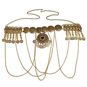 LZHLQ Vintage Waist Chain Hollow Carving Rhinestone Crystal Body Chain Summer Beach Body Waist Chain Jewelry